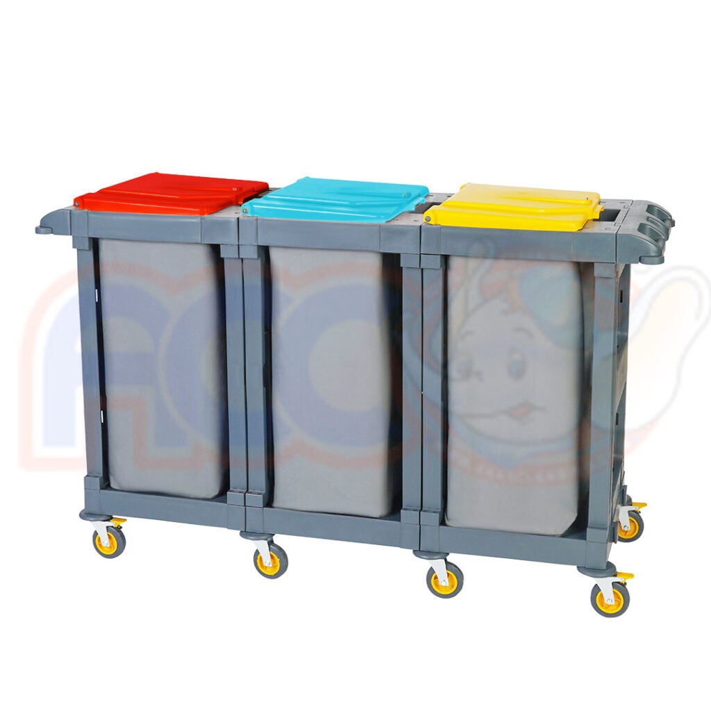 3 Compartment Waste Collection Trolley - Arab Cleaning - Quality ...